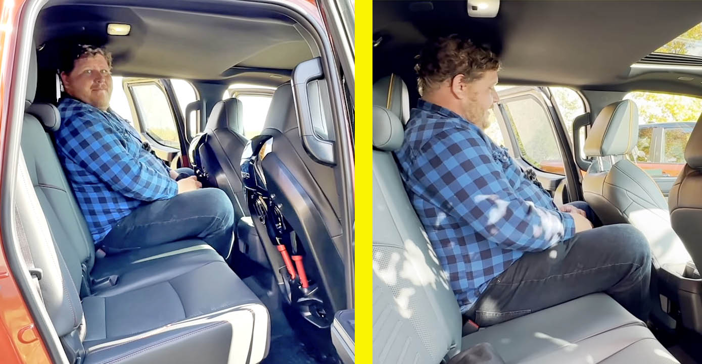 Rear Legroom & Headroom test by 6'2" 300lbs passenger in 2024 Tacoma ...