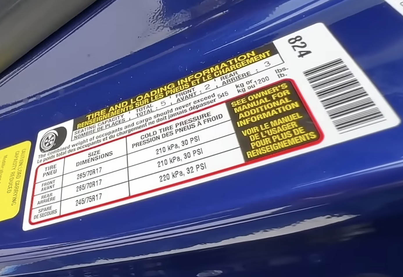Door Sticker Thread (GVWR / Payload / Tire and Loading Figures Label ...