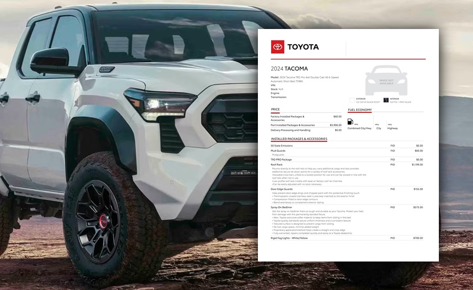 First Look @ 2024 Tacoma TRD PRO Build Sheet! Reveals Standard Features ...